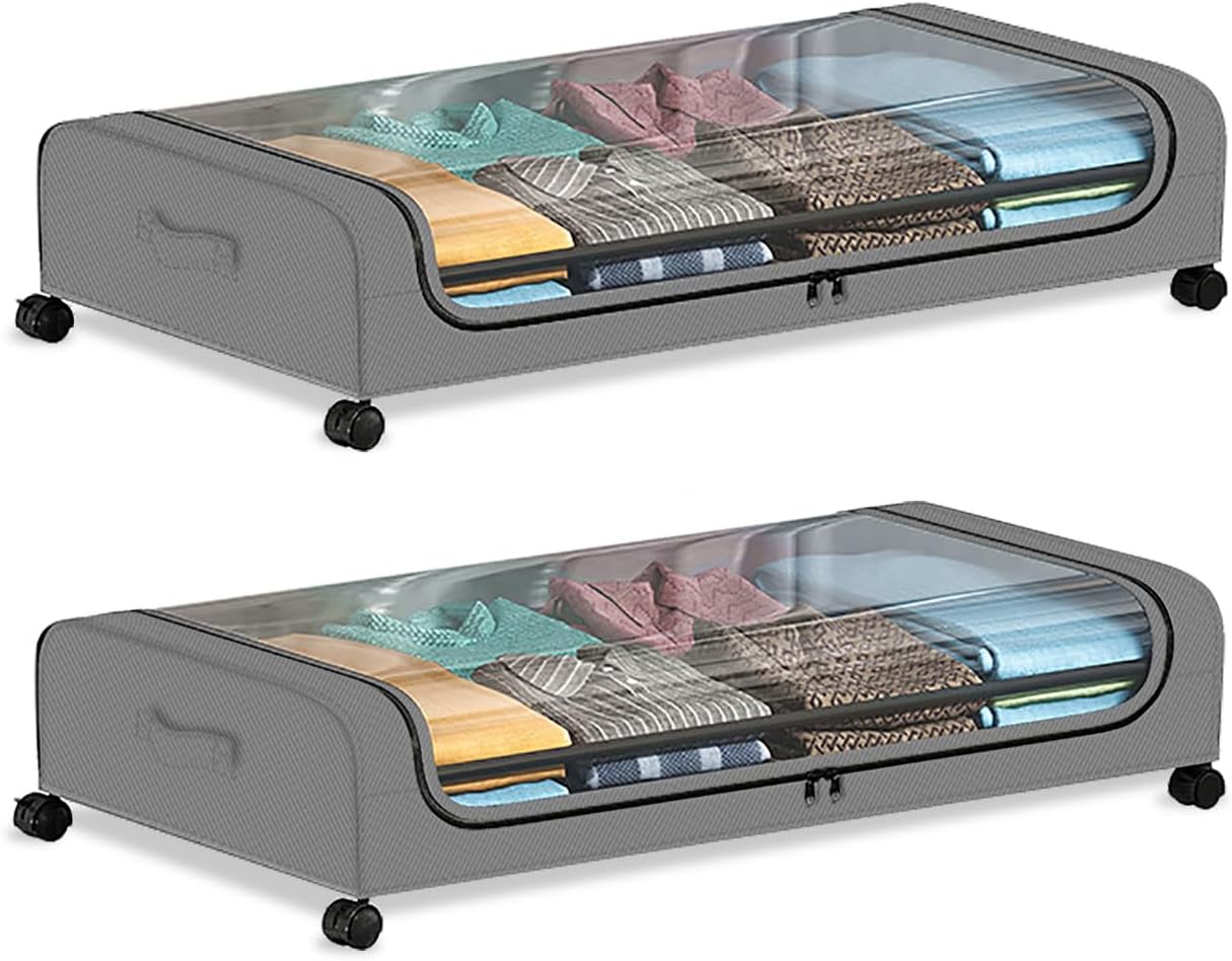 Amazon.com: Under Bed Storage with Wheels, 2 Pack UnderBed Storage ...