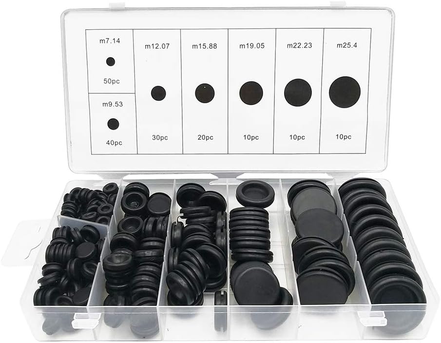 260 Pcs Rubber Grommets Assortment Kit - Durable Rubber Grommet Set for ...