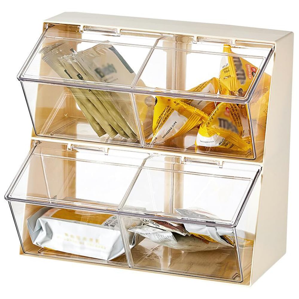 Tea Bag Organiser, Transparent Tea Coffee Storage Holder with 4 Drawers ...