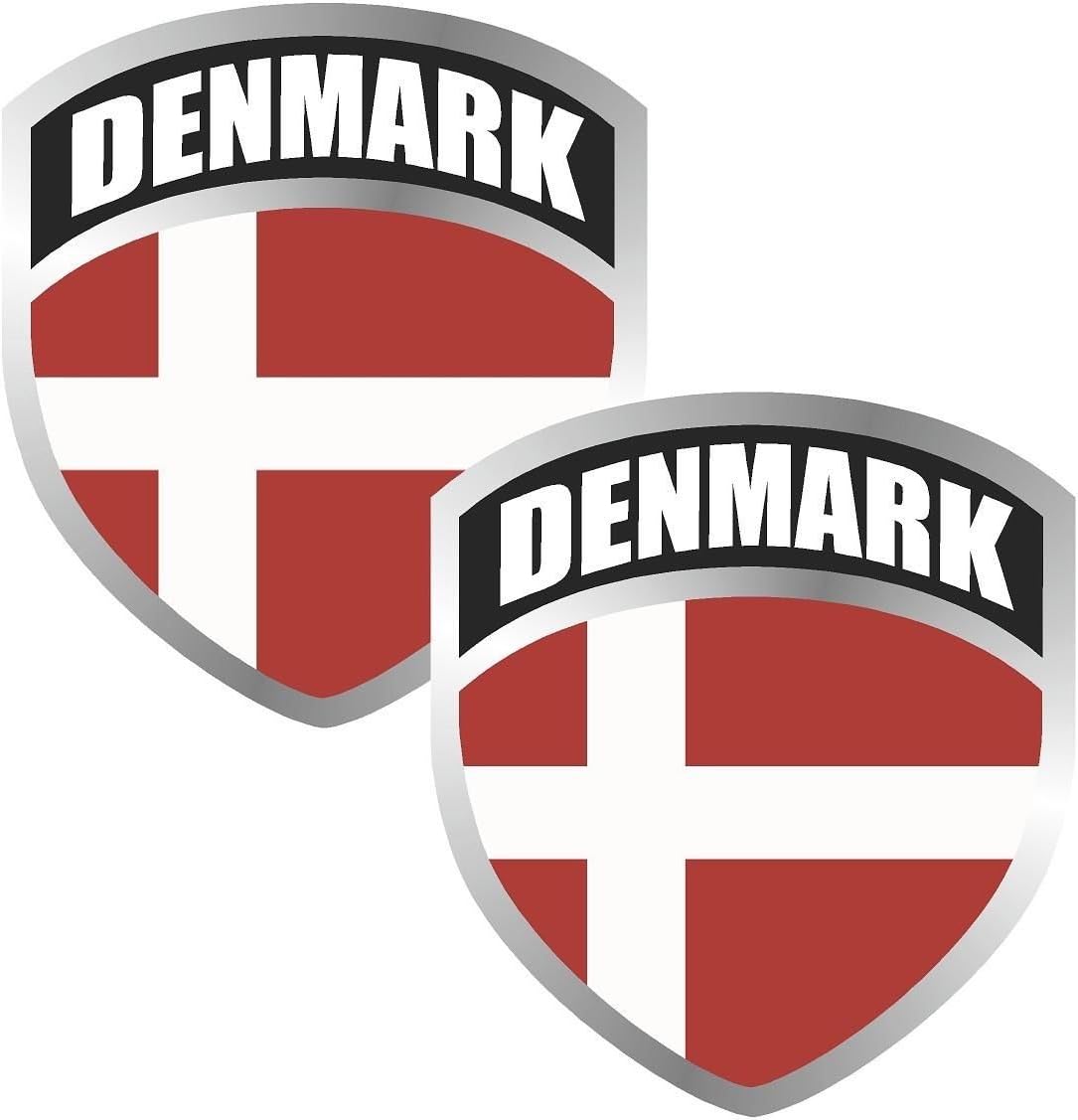 Amazon.com: 2-4" Denmark Danish Nordic Flag Shield Decal Set Badge ...