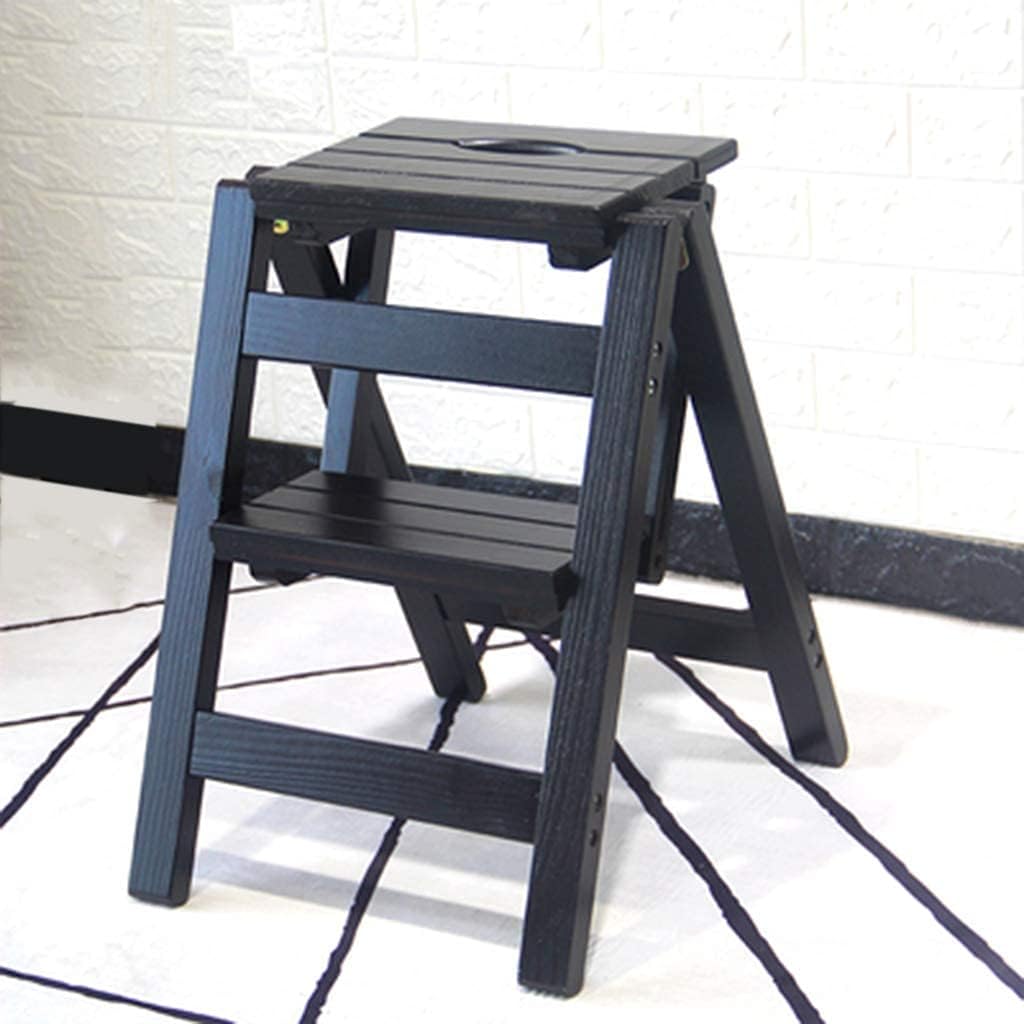 Amazon.com: LEOSXA Wooden Step Stool,Foldable Step Stool,2-Step Chair ...