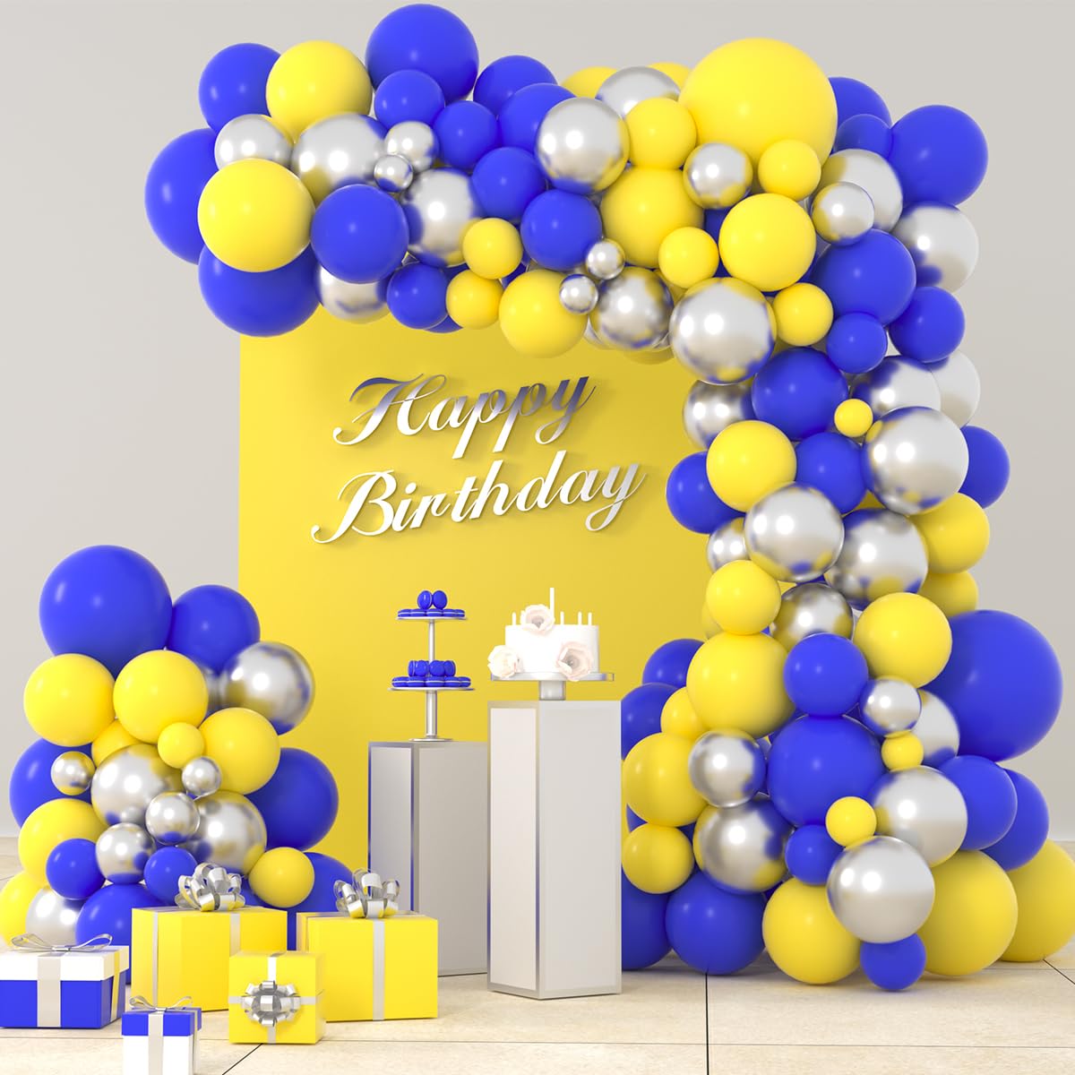 Amazon.com: Blue Yellow Balloon Garland Arch Kit - Royal Blue Yellow ...