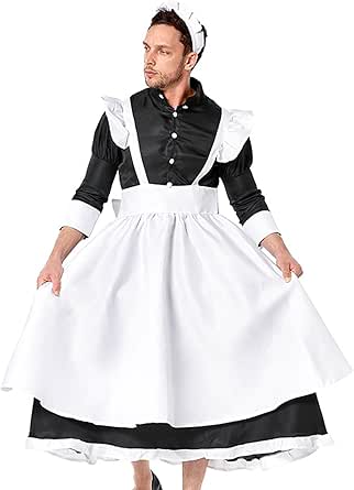 Amazon.com: Cotton Maid Frilly Dress Suit for Men French Big Hemline ...
