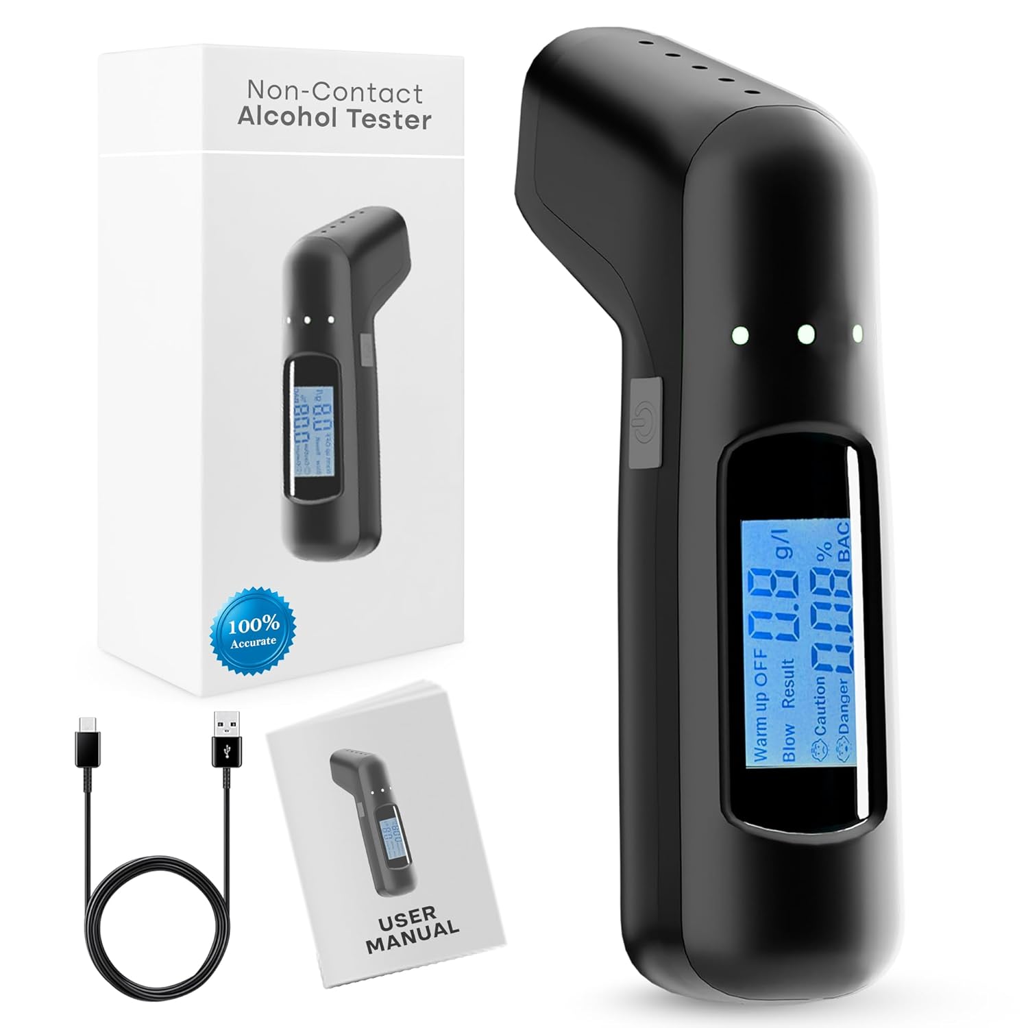 BRIOBOX Portable Breathalyzer, Alcohol Tester | Keychain BAC Analyzer ...