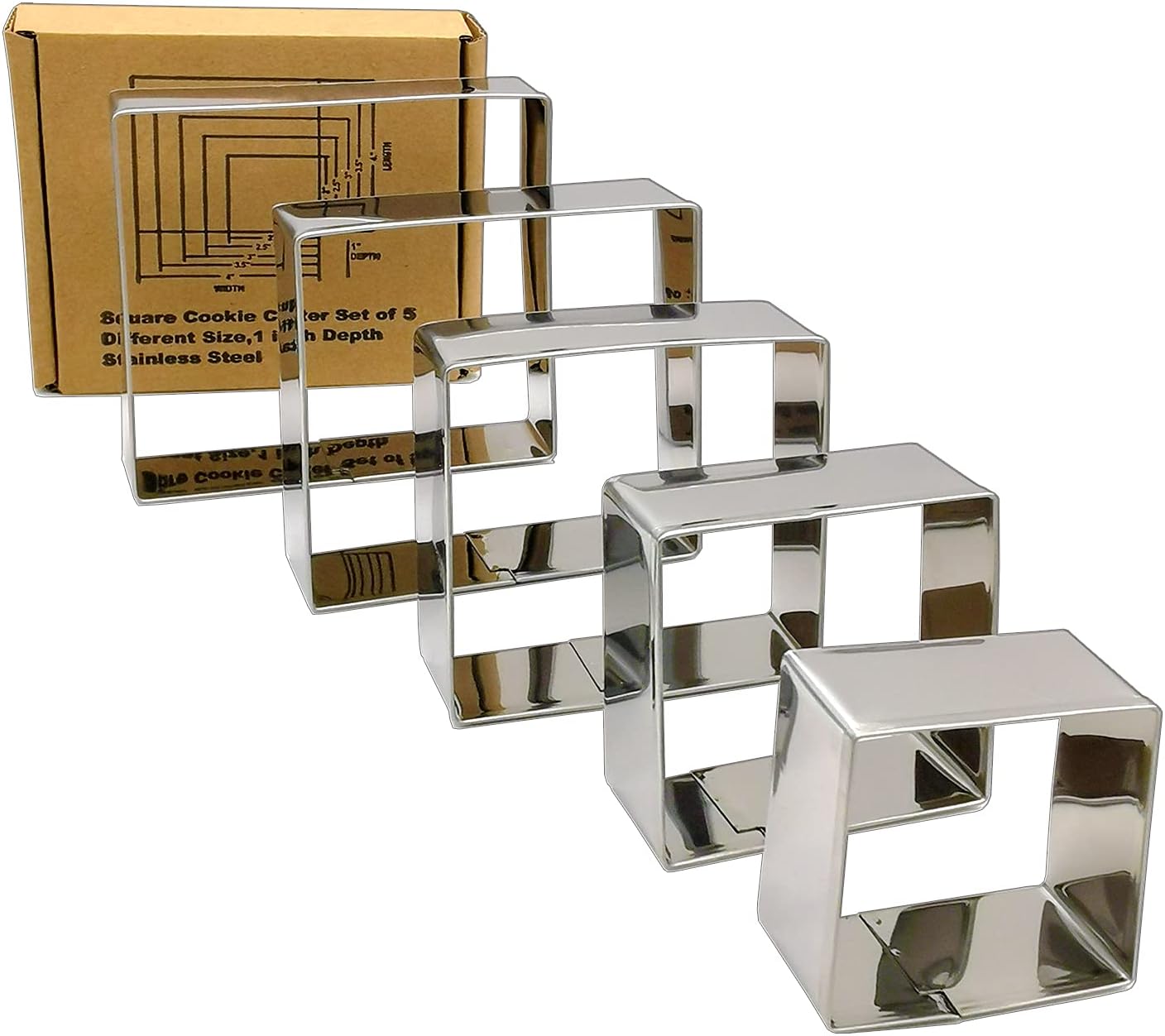 Amazon.com: Ateco Plain Edge Square Cutters in Graduated Sizes ...