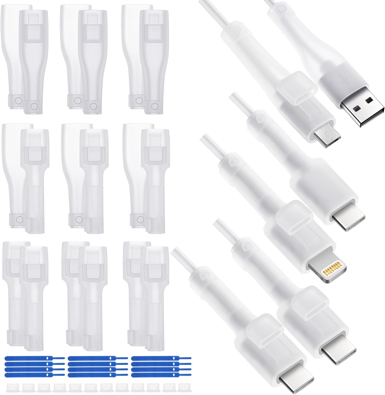 Amazon.com: Tellegloww 24 Pcs Silicone Charger Cable Protector with ...