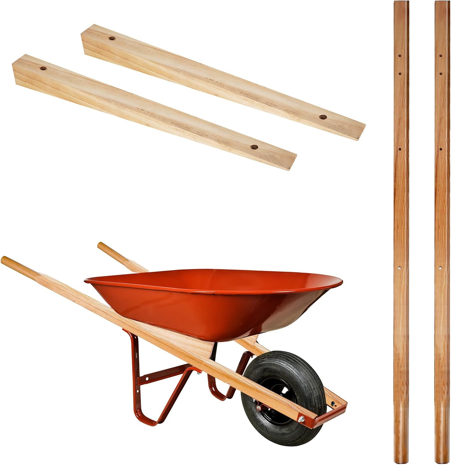 Amazon.com: Wheelbarrow Handles Replacement Kit - Heavy Duty Pine Wood ...