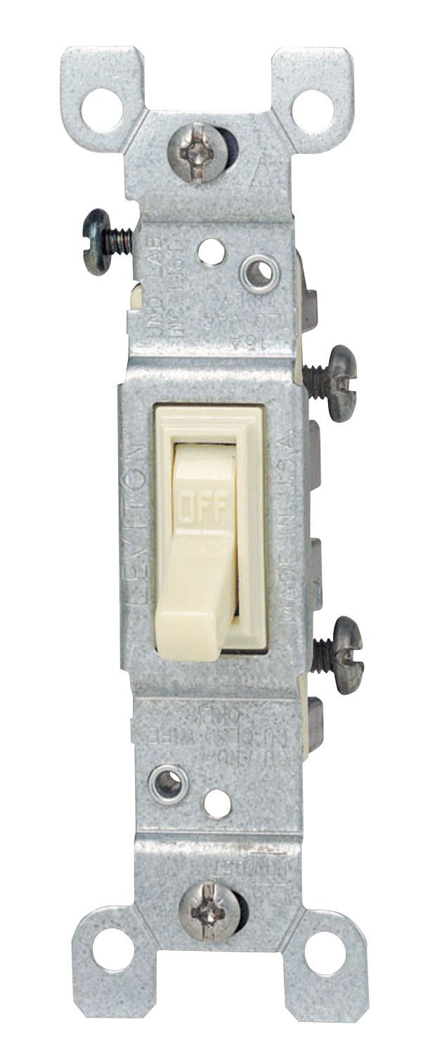 Leviton M03-01451-2AM 15 Amp SP Quiet Switch Grounded, Almond, 10-Pack ...
