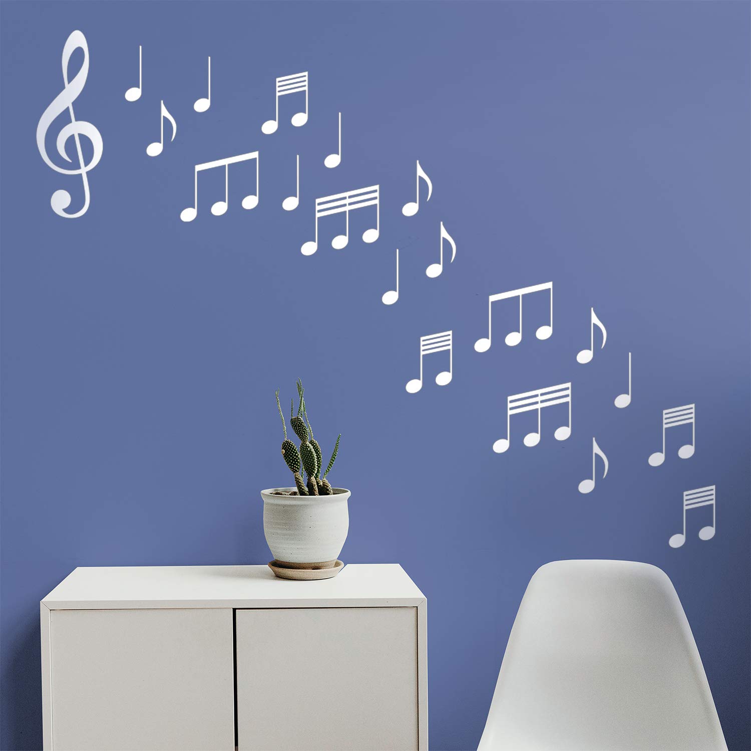 Amazon.com: Set of 20 Vinyl Wall Art Decals - Music Notes - from 6" to ...