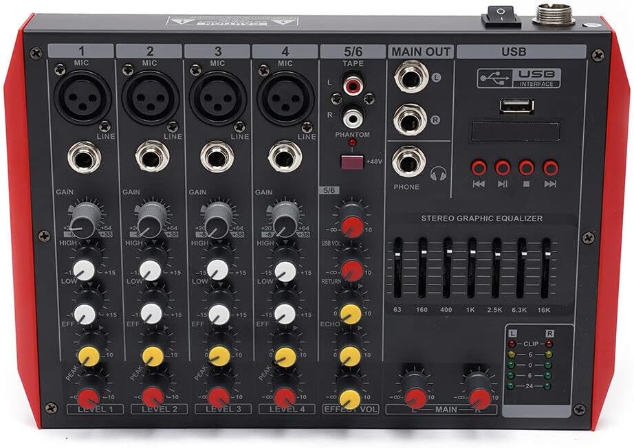 Amazon.com: Professional Bluetooth DJ Audio Mixer - 6 Channel DJ ...