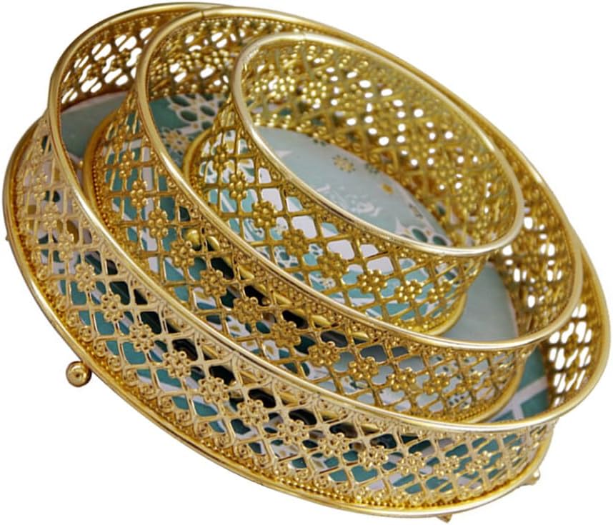 Amazon.com: Alipis Ramadan Serving Trays 3pcs Round Gold Metal Candy ...