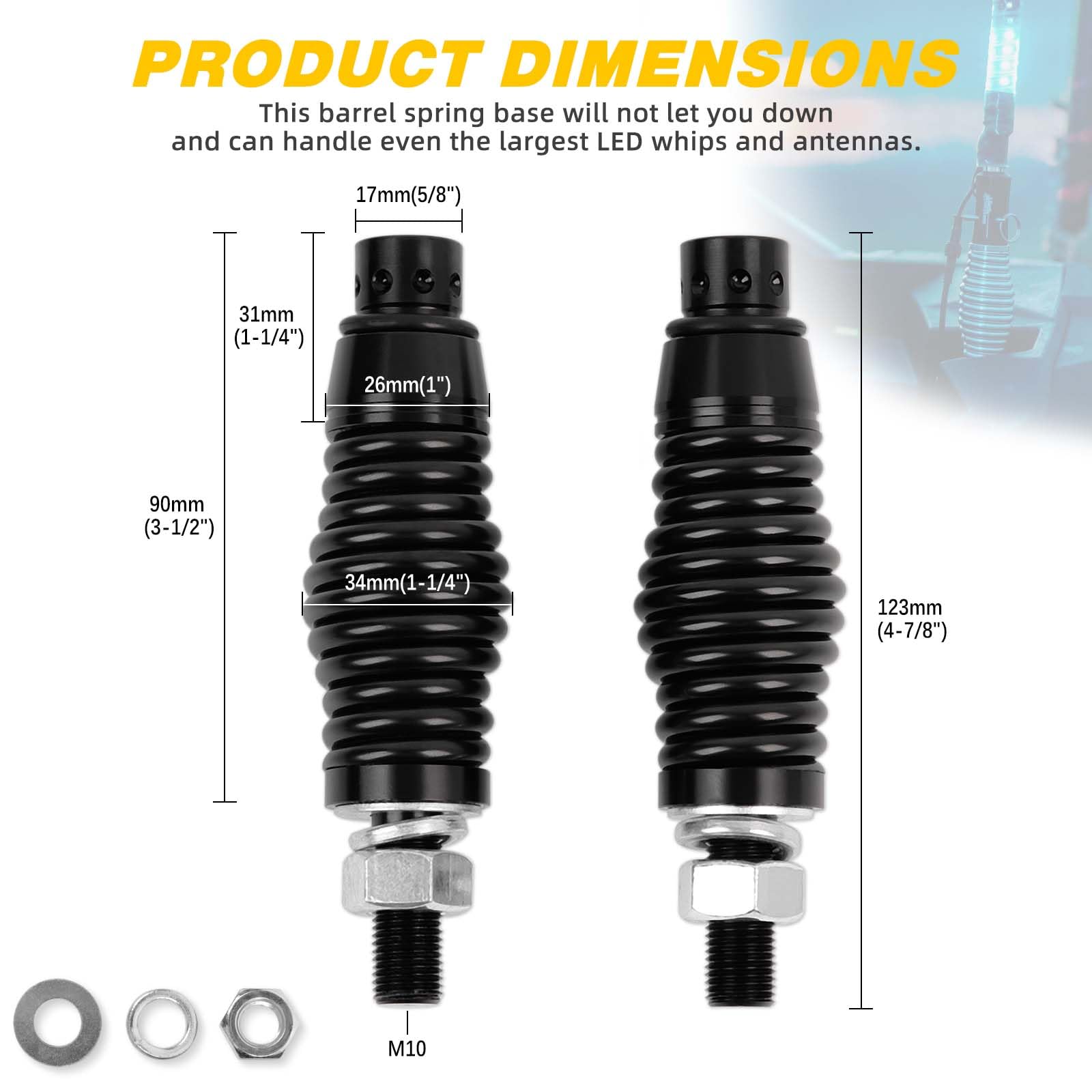 Snapklik.com : DREAMIZER 2PCS Whip Lights Barrel Spring Mounting Base ...