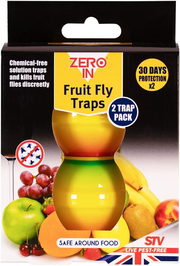 Zero In Ready-Baited Fruit Fly Trap - Twinpack Apple-Shaped, Non-Toxic ...