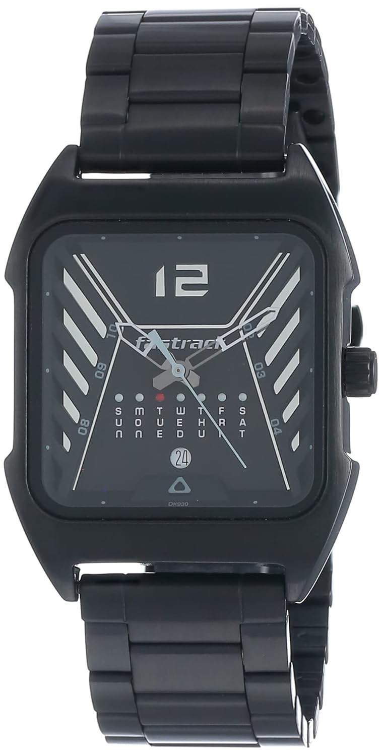 Fastrack Gamify Quartz Analog with Day and Date Black Dial Black Metal ...