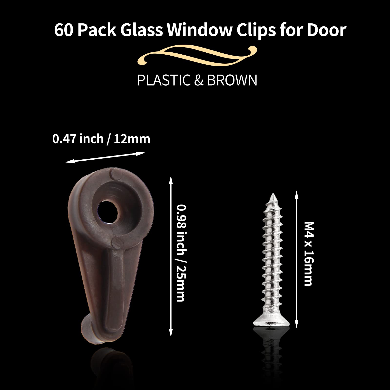 Snapklik.com : 60 Pack Glass Window Clips Brown Retainer Clips, Glass ...