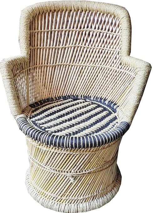 Handmakers Natural Black & Beige Wave Design Mudda Chair Set | Eco ...