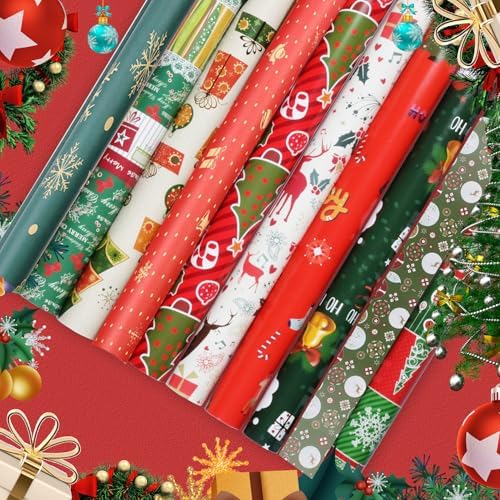 Amazon.com: Christmas Wrapping Paper Gift Sheets: Santa Claus Stripes ...