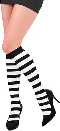 Amazon.com: Violet Mist Striped Knee Highs Socks for Women Girls Long ...