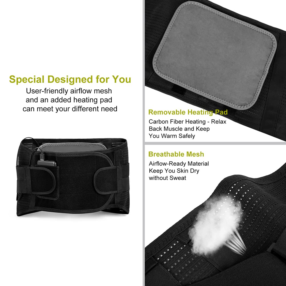 HONGJING Heating Back Brace for Lower Back Pain Relief, Heated Back ...