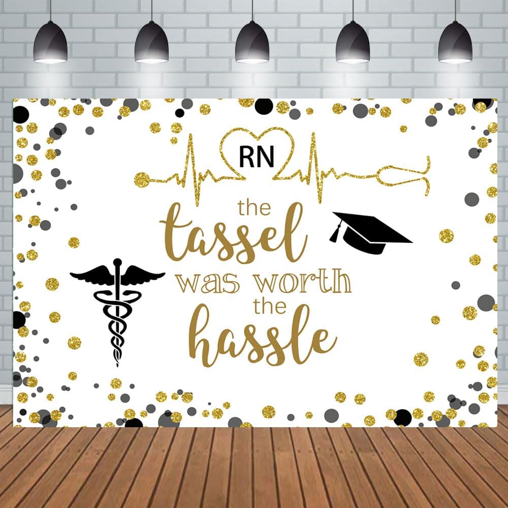 Amazon.com : Aperturee Nurse Graduation Decorations Backdrop Graduates ...