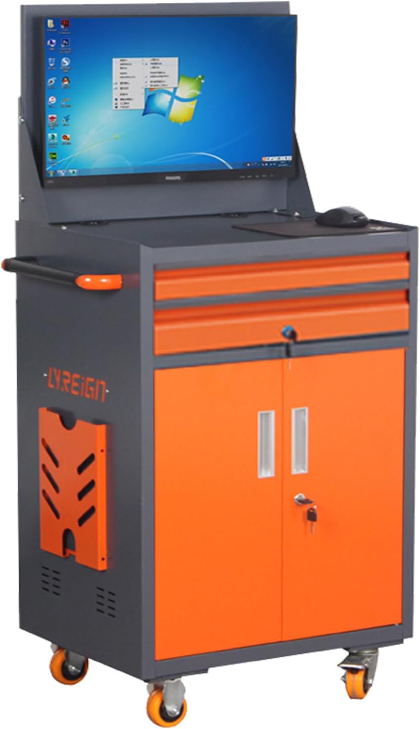LYREIGN Industrial Computer Cabinet, Heavy Duty Movable CNC Computer ...