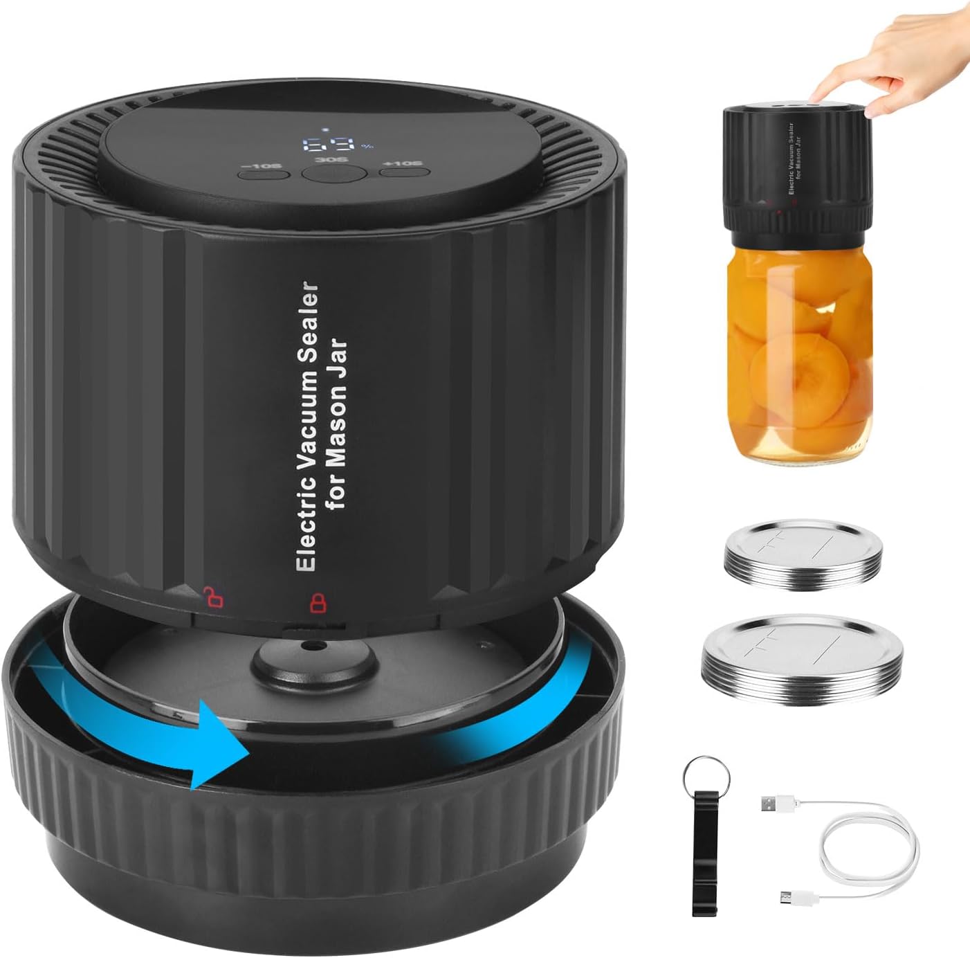 Roboseal Jar Sealer Electric Mason Jar Vacuum Sealer Kit - Cordless ...