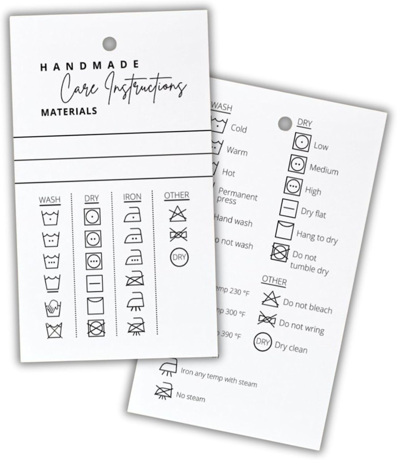 Amazon.com : Lashicorn Handmade Material Care Instruction Cards | 30 ...