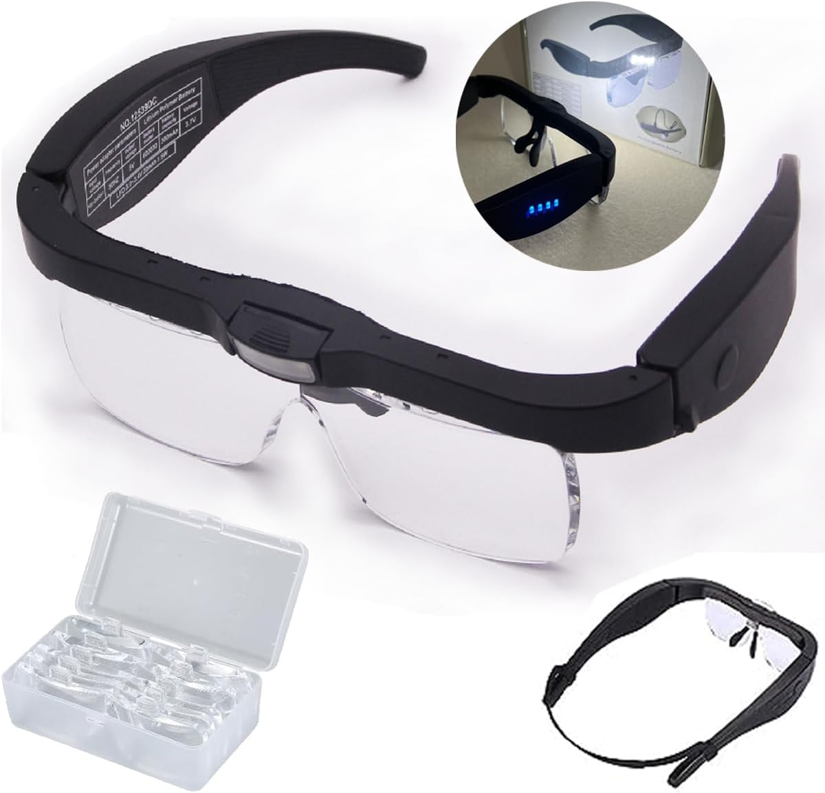 5 Lens Head Magnifier with 3 Lights, Hands Free Magnifying Glasses for ...
