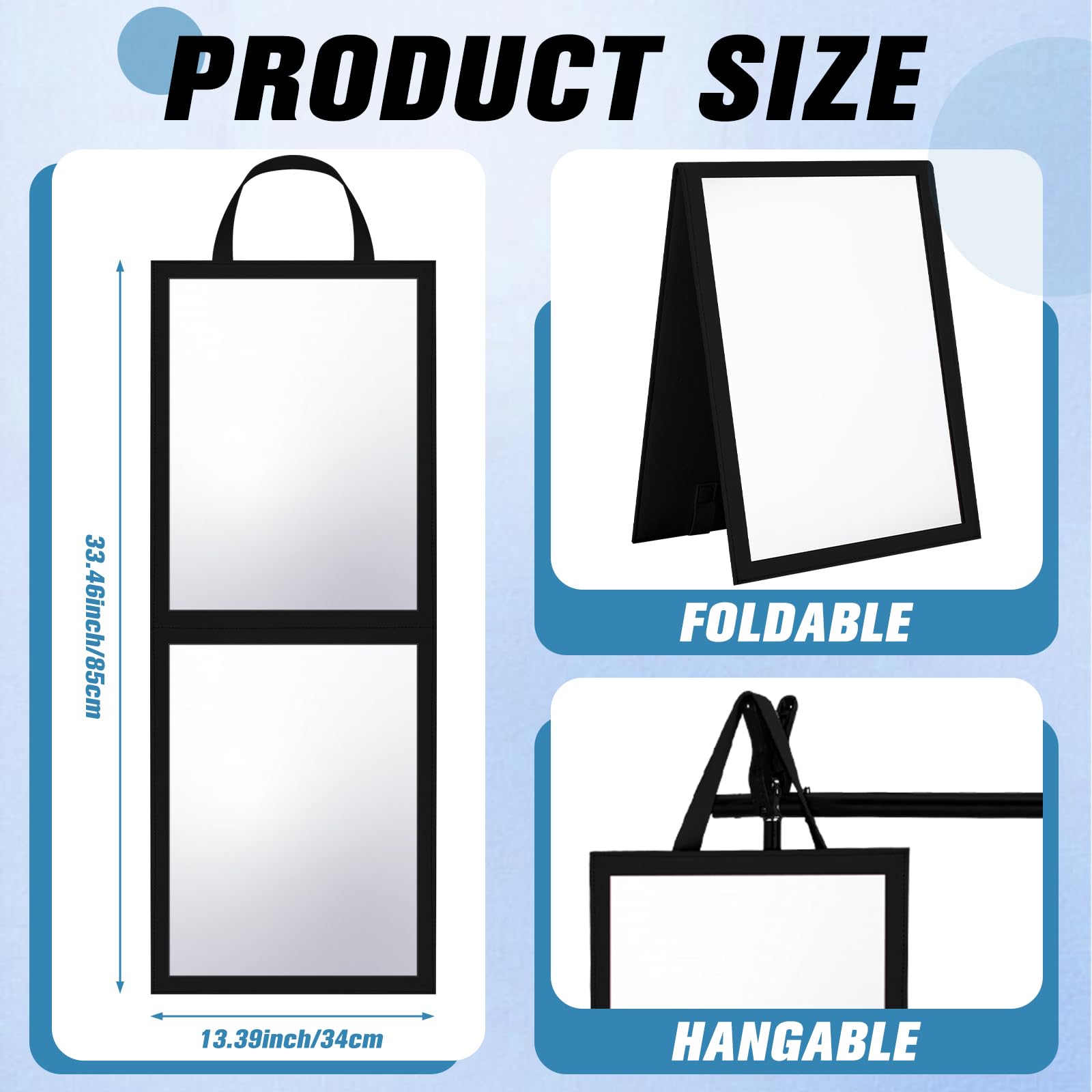 Foldable Mirror with Handle 33.5 x 13.4 Inch Large Folding Mirror ...