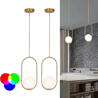 Uowera Battery Operated Pendant Light Set of 2,Wireless Indoor Battery ...