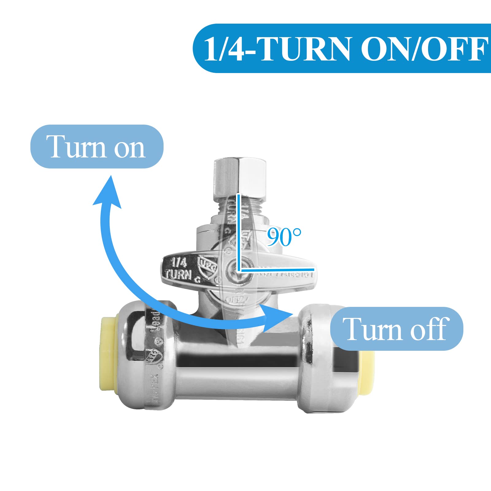 Snapklik.com : WiseWater Tee Stop Valves 1/2" Push X 1/2" Push X 3/8" O ...