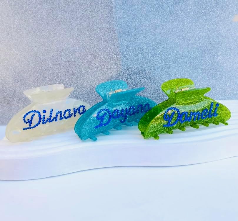 Amazon.com : Personalized Name Hair Claw, Bridal Rhinestone Claw Clips ...