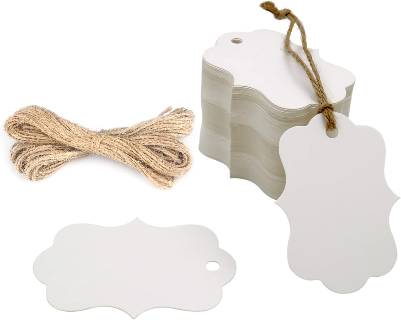 Amazon.com: G2PLUS Blank Gift Tags with String, 100PCS White Paper Hang ...