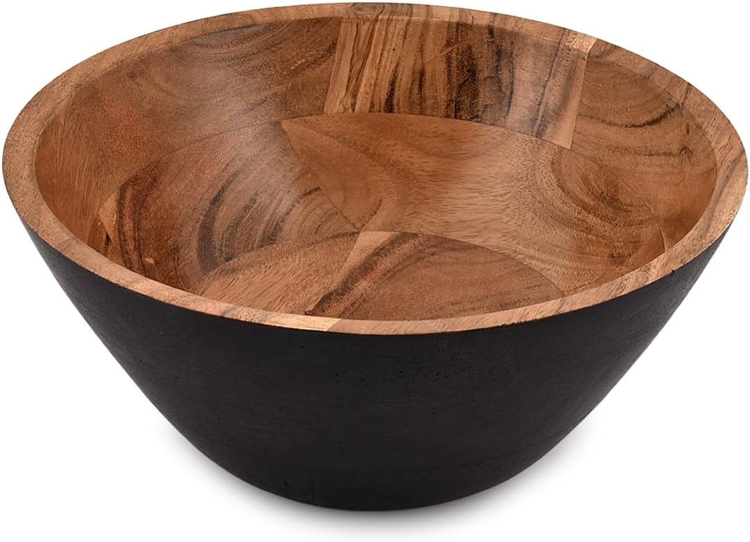 Amazon.com: BHAVATU Acacia Wood Decorative Black Wooden fruit Bowl for ...