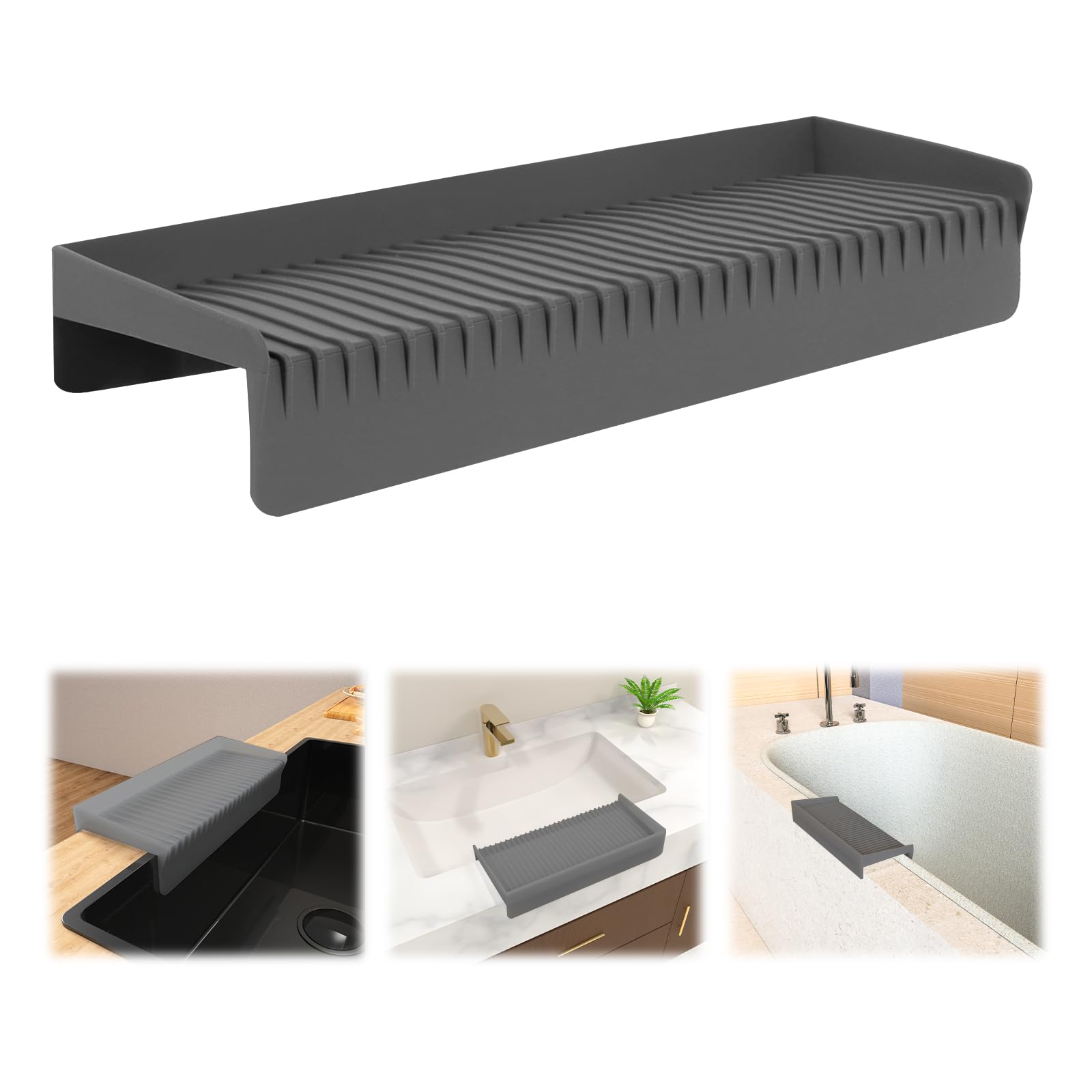 Sink Edge Protector for Kitchen Sink, Silicone Sink Splash Guard for ...