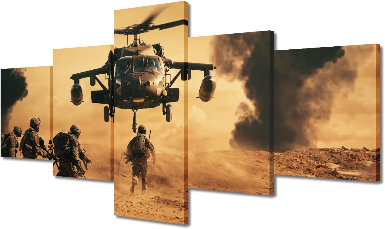 Amazon.com: TUMOVO Soldiers are Running to Helicopter Wall Decor ...