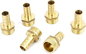 IIVVERR 6pcs Brass Fitting 12mm Hose Barb x 1/2PT Male Thread Water ...