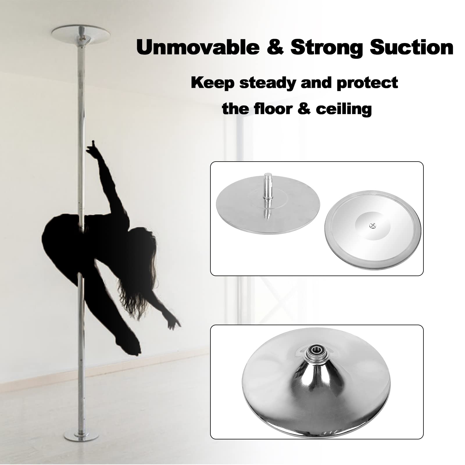 10ft Spinning Dance Pole Kit, 45mm Professional Static&Spinning Pole, 7 ...
