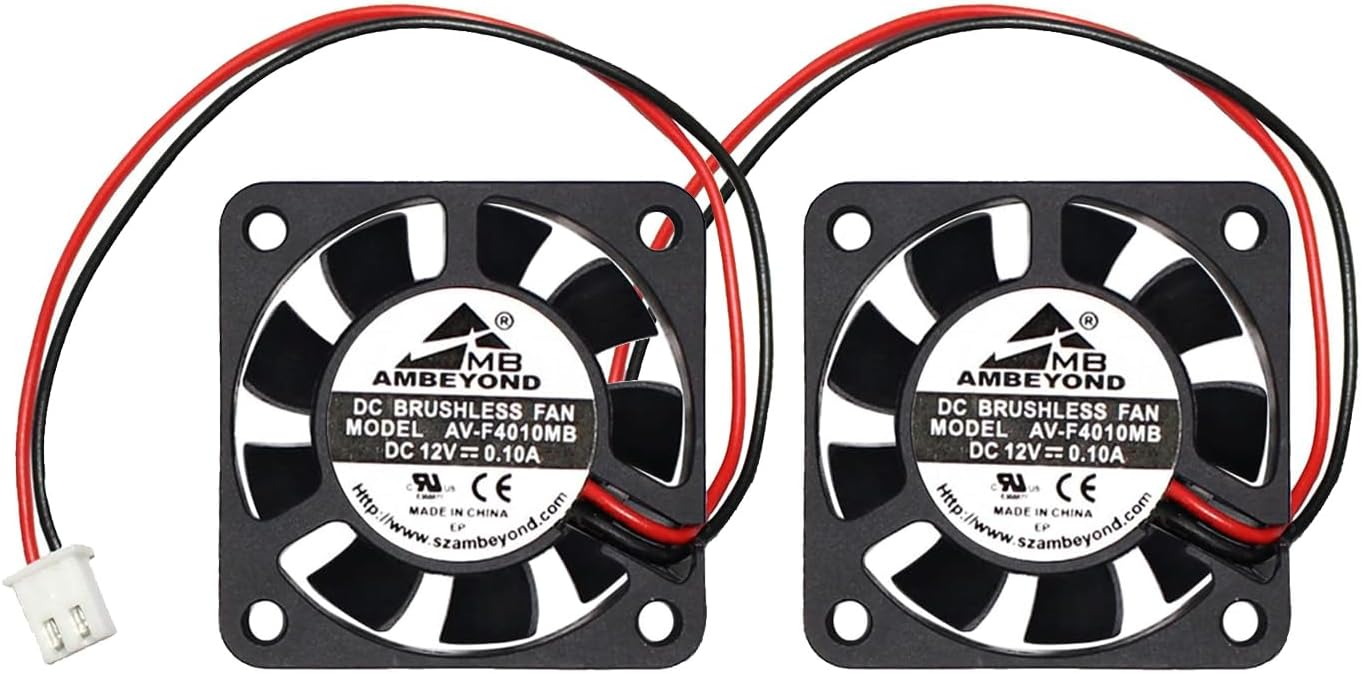 Amazon.com: 2-Packs 40 x 40 x 10mm 4010 12V 0.10A Brushless DC Cooling ...