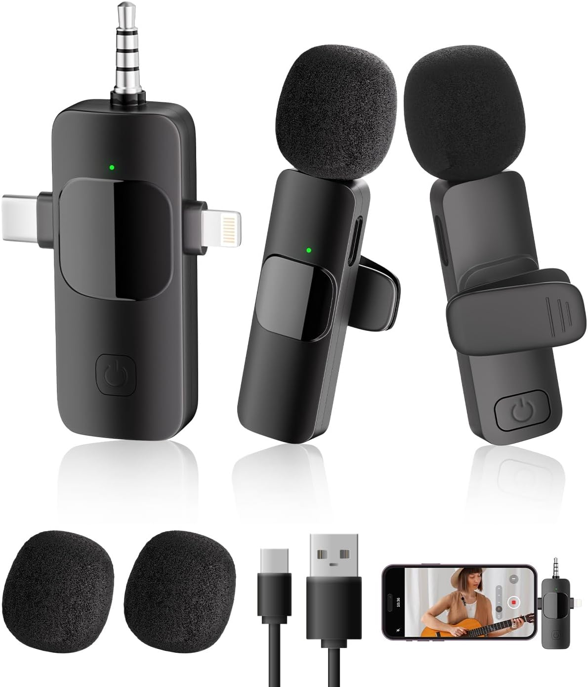 Amazon.com: 3-in-1 Wireless Lavalier Microphone for iPhone&Android,mini ...