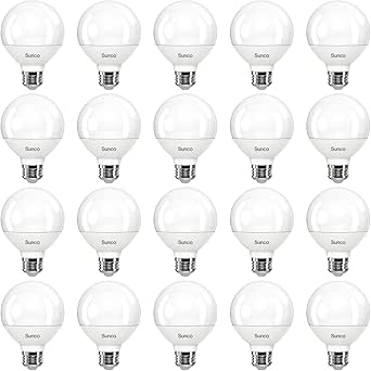 Sunco 20 Pack G25 LED Light Bulbs, Globe Vanity Lights for Bathroom ...