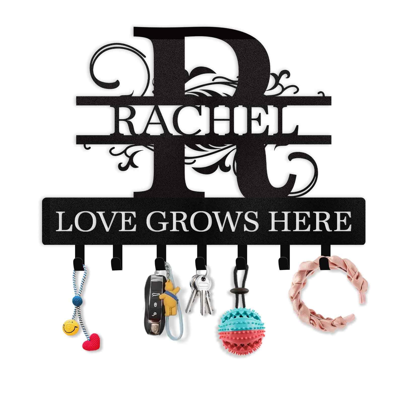 Amazon.com: Personalized Key Holder for Wall - Custom Family Name Key ...