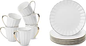 Amazon.com: BTaT- White Coffee Mugs, Set of 6, 12oz and Porcelain ...