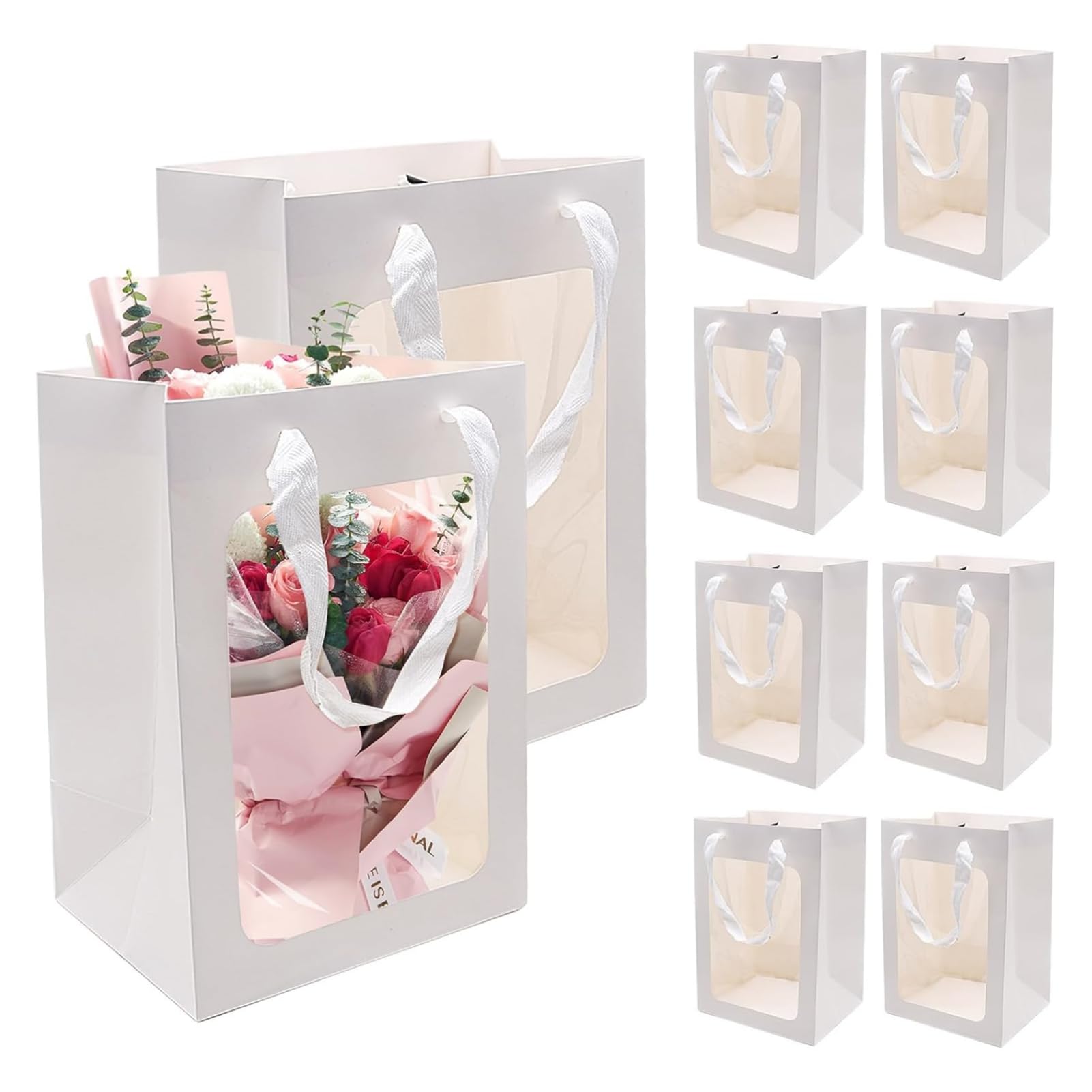 Amazon.com: JLNGTHONG 10 Pieces White Paper Bags with Clear Window ...