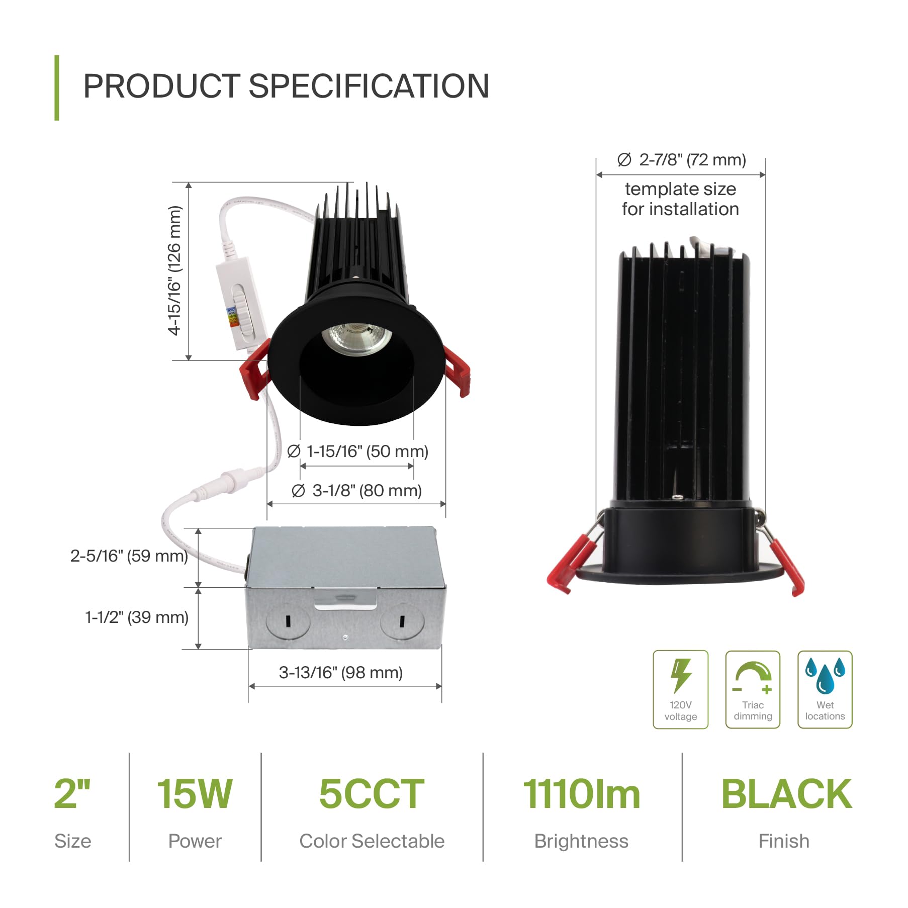 Snapklik.com : ASD 2 Inch LED Recessed Lighting, 15W 120V Round ...