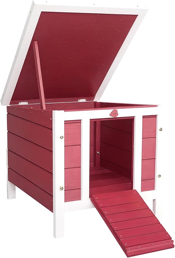 PawHut Wooden Rabbit Hutch Outdoor, Guinea Pig Hutch, Rabbit Hideaway ...
