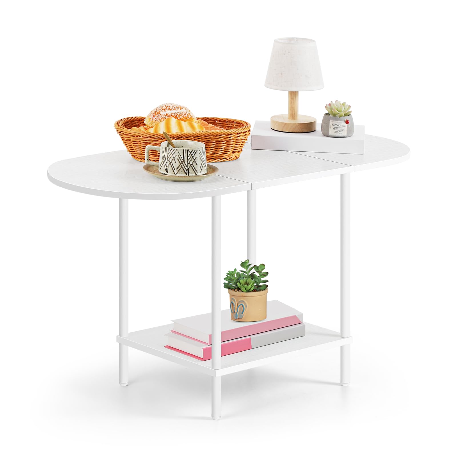 Snapklik.com : OYEAL White Coffee Table For Living Room, Small Oval ...