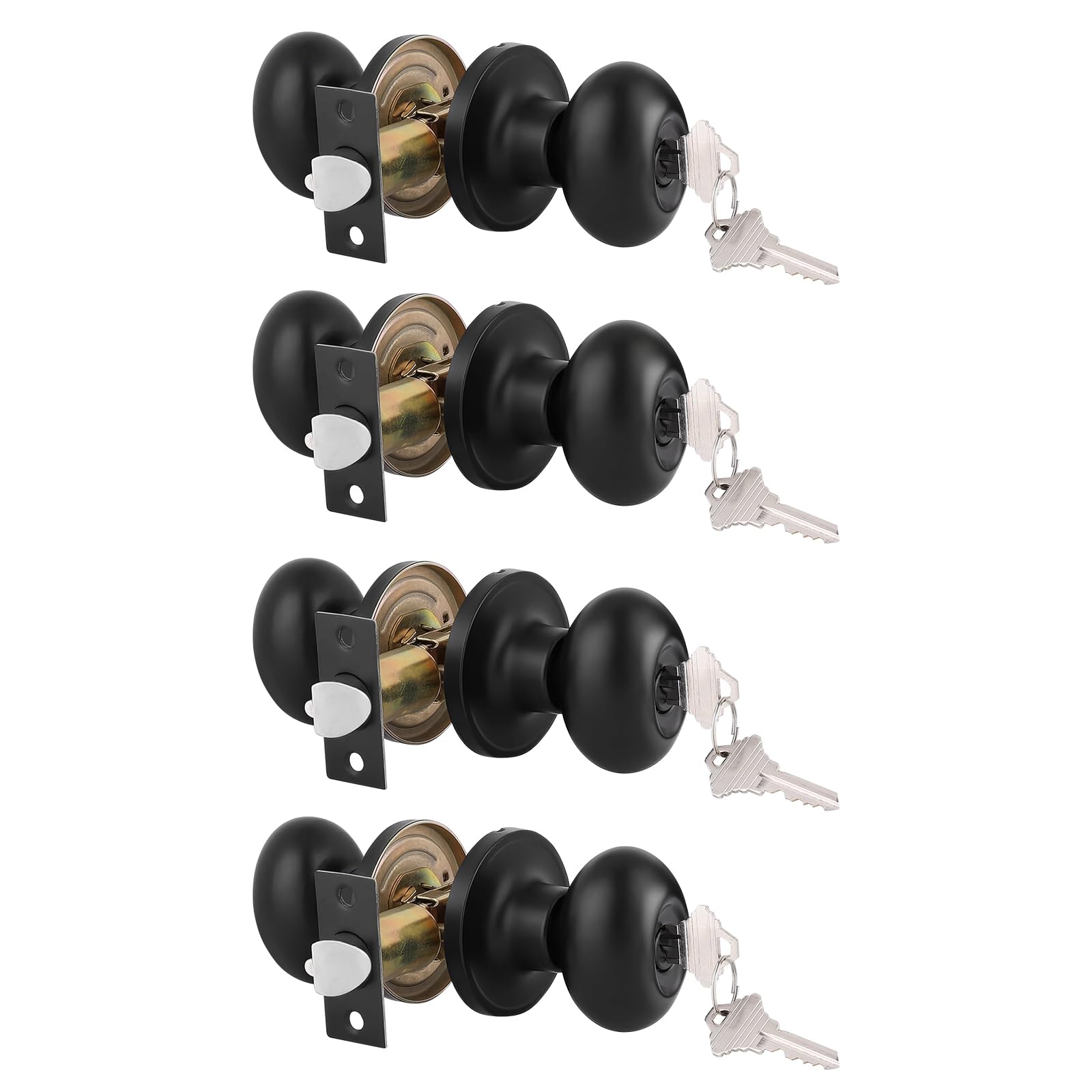 Gobrico Egg Shape Keyed Entry Door Knobs Exterior, Matte Black Door ...