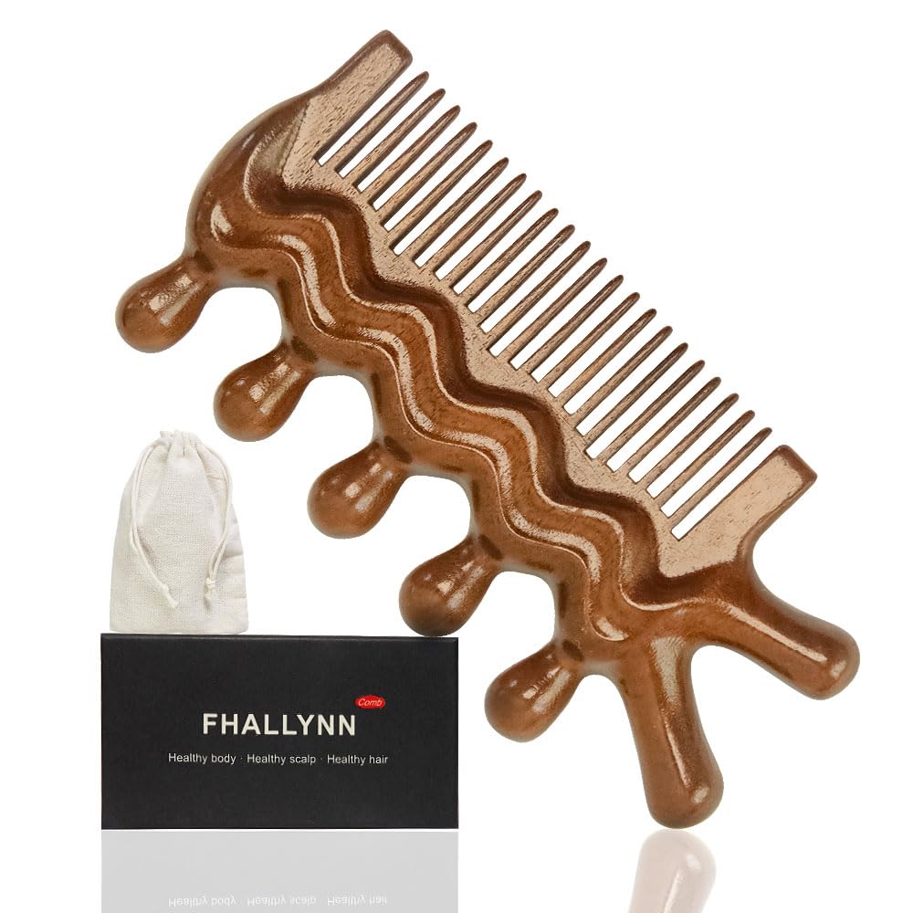 Amazon.com : FHALLYNN Wooden Massage Comb for Scalp, Acupressure Tool ...