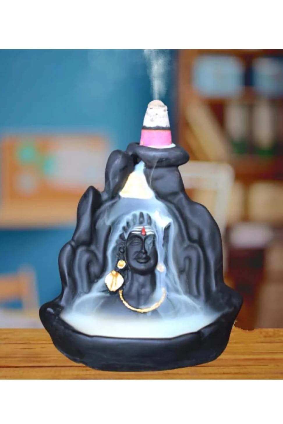 Lord Shiva Adiyogi Shiva Backflow Smoke Fountain Incense Holder Burner ...